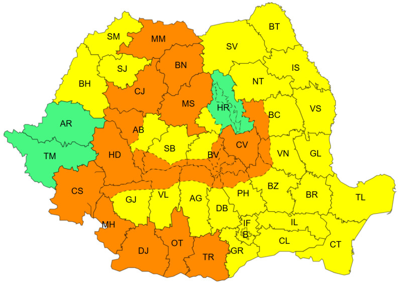 Alertă de ploi și vijelii puternice în aproape toată țara. Harta cu zonele vizate de avertizarea ...