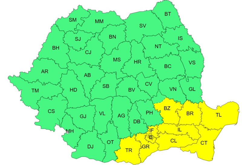 HARTĂ Vreme rece în România: Cod galben de vânt puternic în cea mai ...