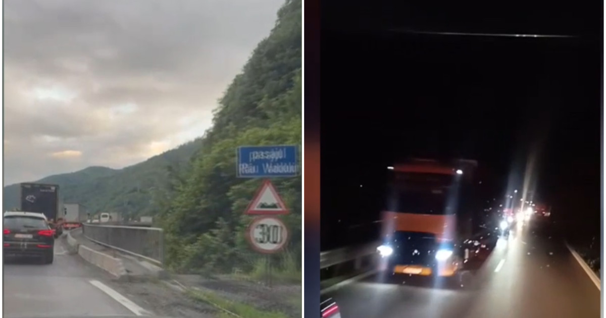 Ambuteiaje pe Valea Oltului. O coloană de mașini s-a format în timpul ...