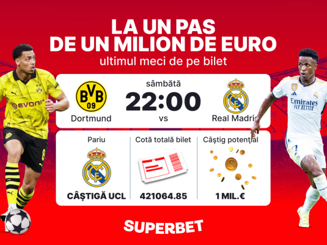 (P) Real Madrid – Dortmund îi poate aduce un milion de euro unui parior ...