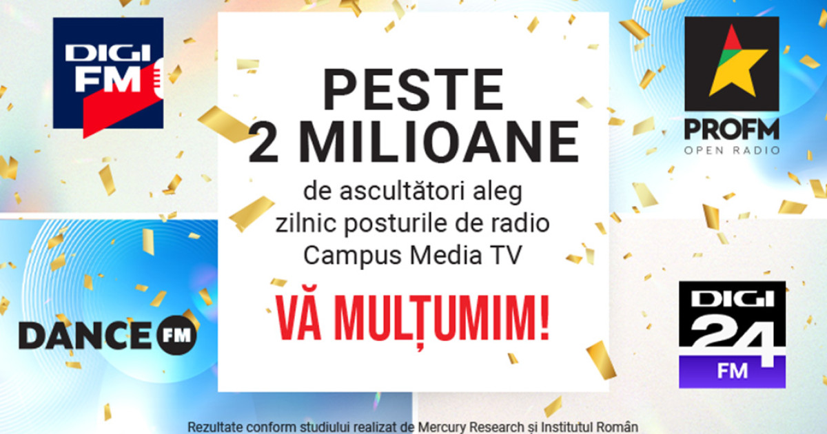 Peste 2 milioane de ascult tori aleg zilnic frecven ele Digi FM PRO FM Dance FM i Digi24 FM