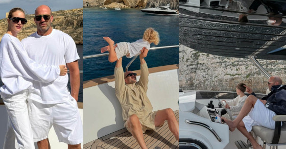 Jason Statham, poze rare cu frumoasa lui logodnică și cu cei doi copii ...