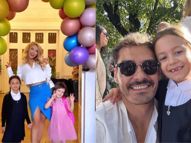 Andreea B&lan și George Burcea& al&turi de fiicele lor în prima zi de ...